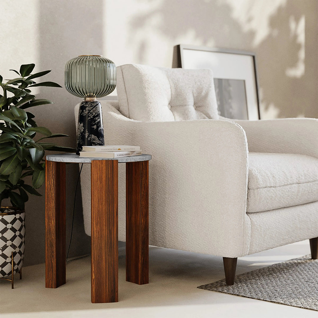 Bauman Round Side Table, Marble – Weilai Concept