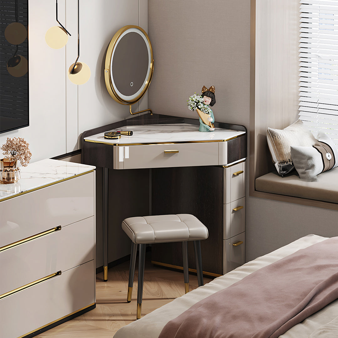 Amigo Small Corner Dressing Table, Slimline Dressing Table, With LED M – Weilai Concept