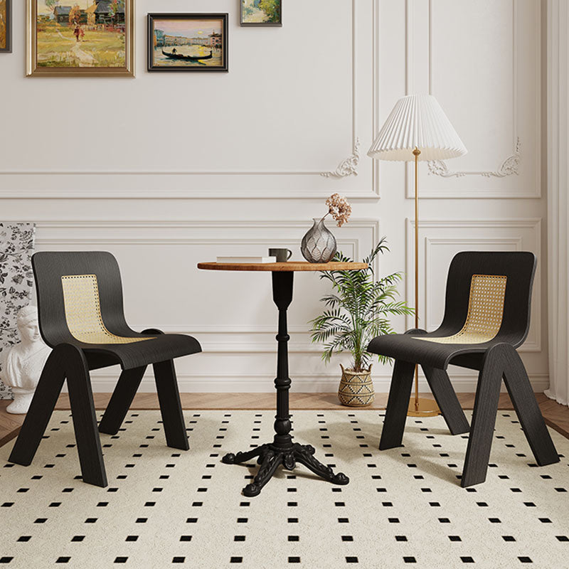 Verna Curve Dining Chair, Black & Rattan – Weilai Concept