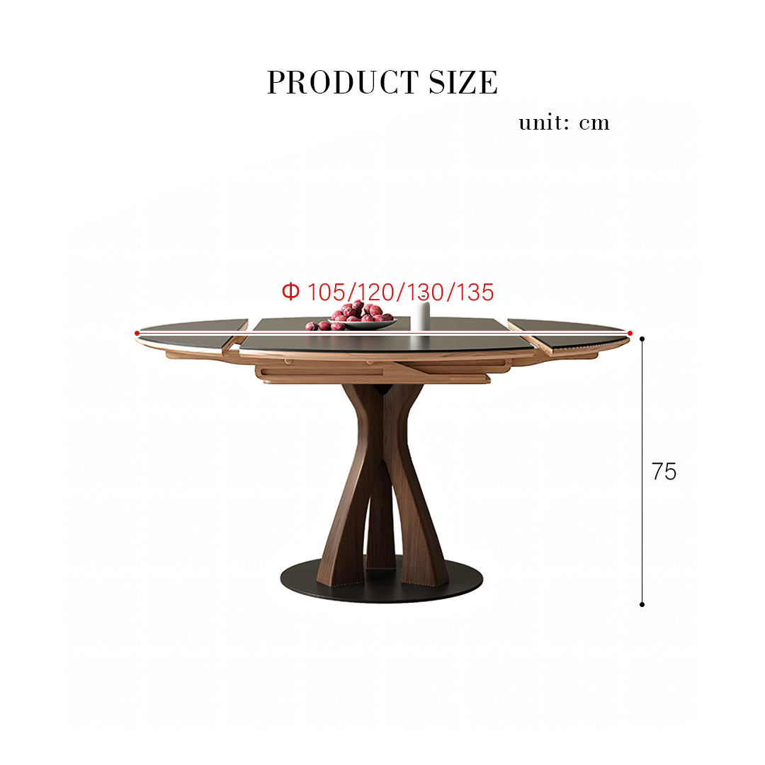 Caruso Round Folding Dining Table, Sintered Stone, Black, 120CM ...