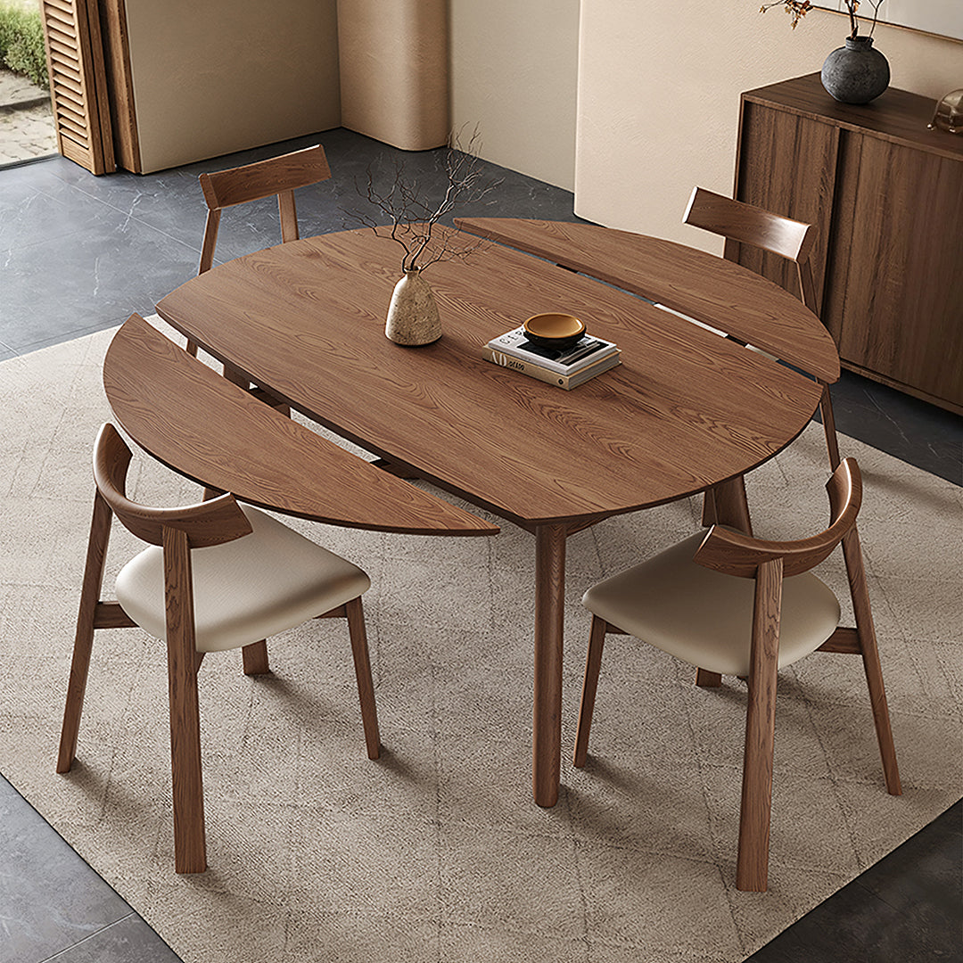 Aitken Round Folding Dining Table, Solid Wood – Weilai Concept