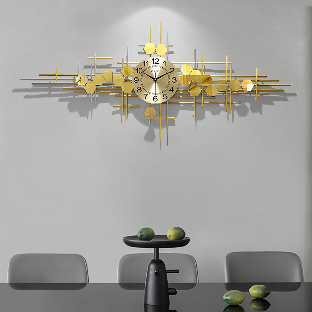 Clark Art Deco Wall Clock, Silent Clock, Gold – Weilai Concept
