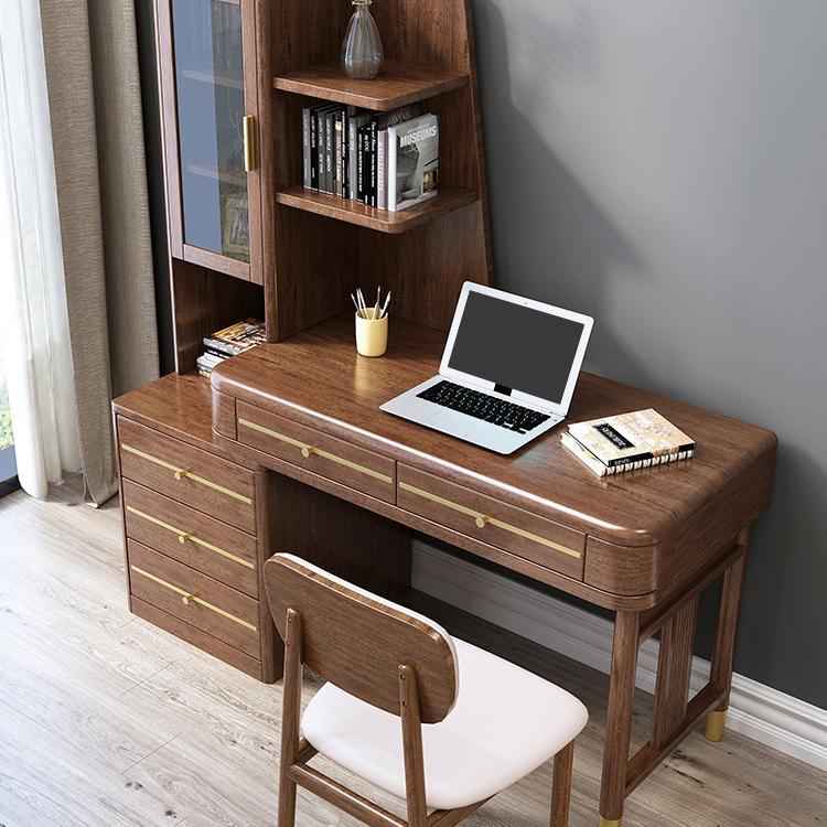 SK21 Office Desk With Side Storage, Rosewood & Gold | Office Desk With ...